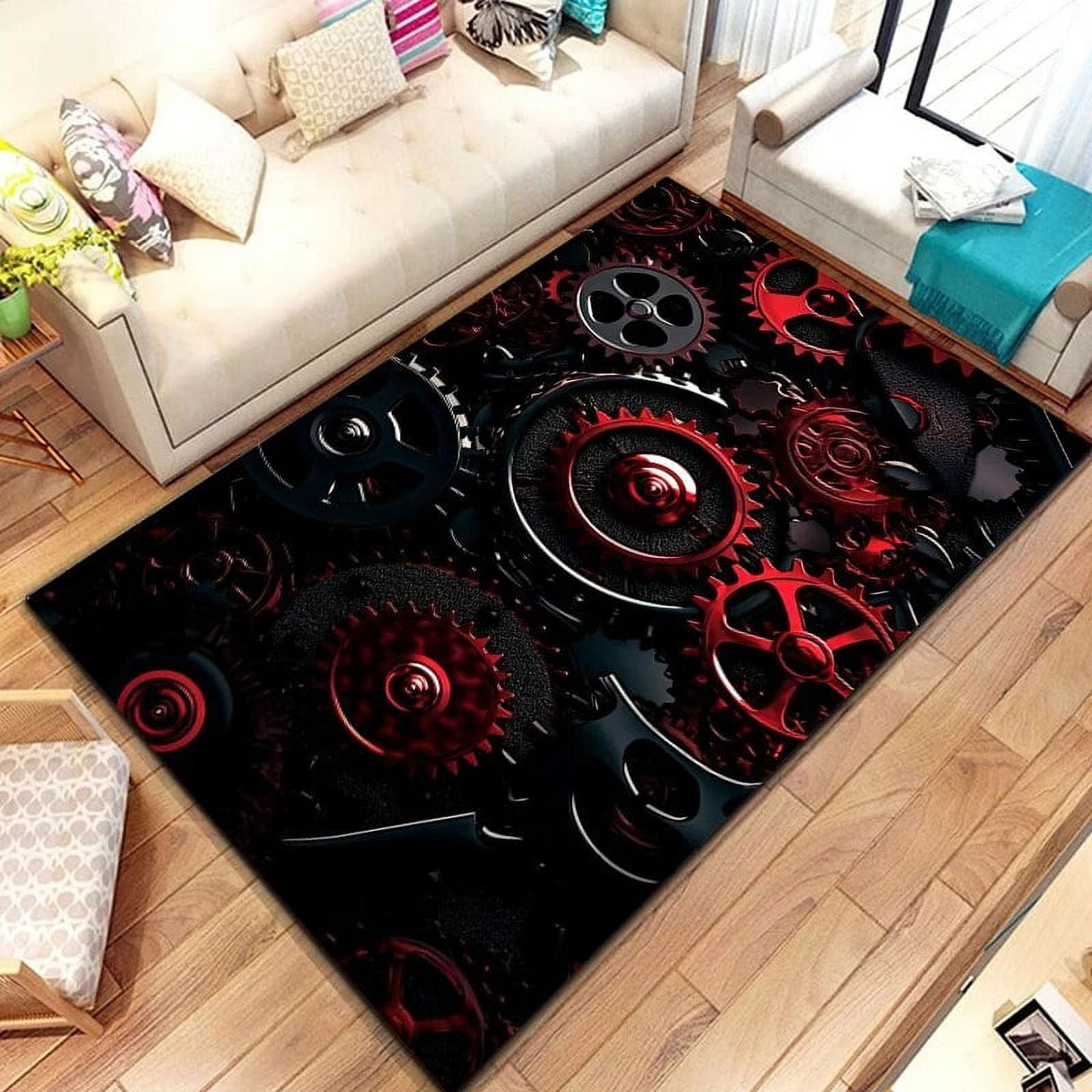 3D Steampunk Mechanical Cogs Gears Area Rug Large Carpet Rug for Living ...