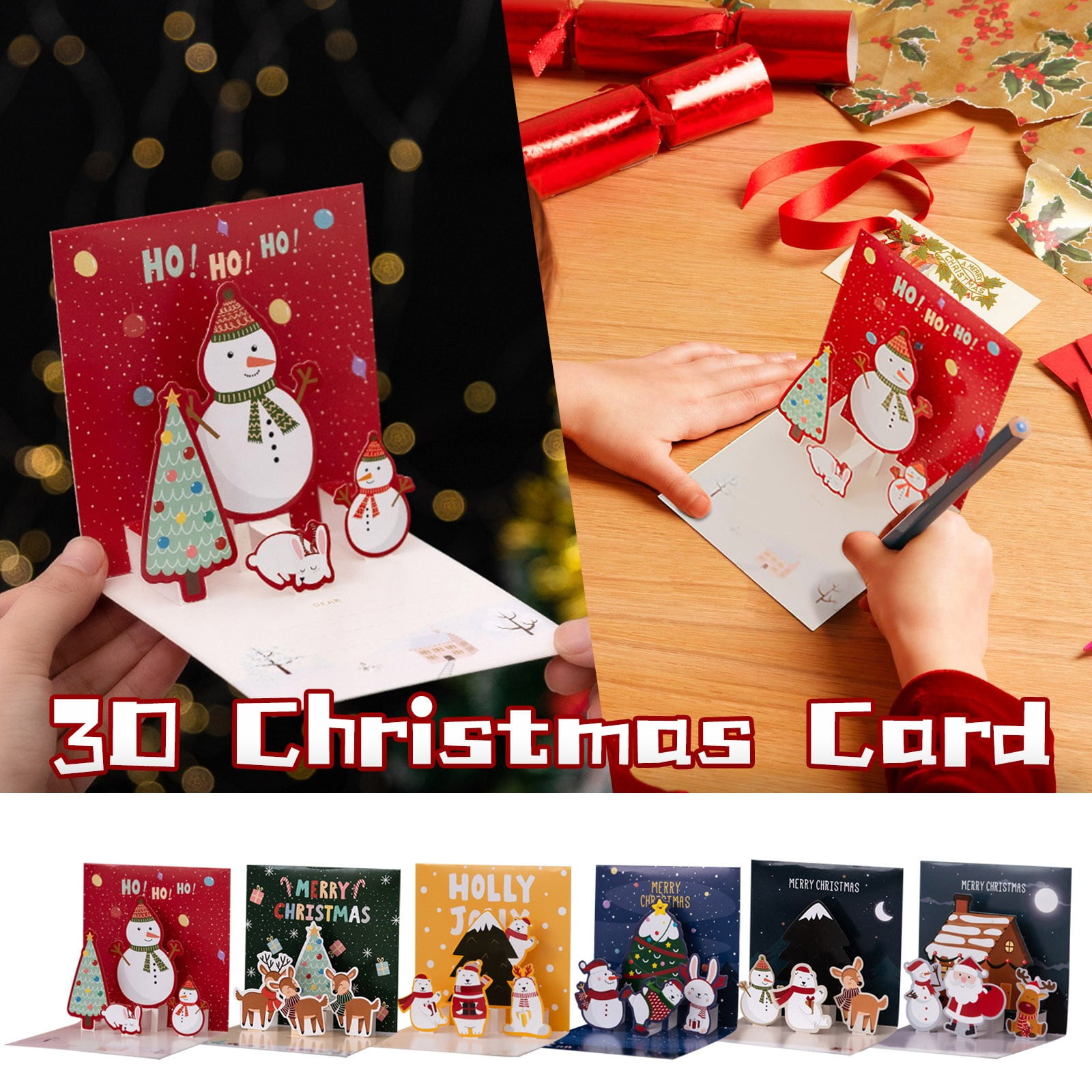 3D Stereo Christmas Holiday Creative Card Greeting Message Card Card ...