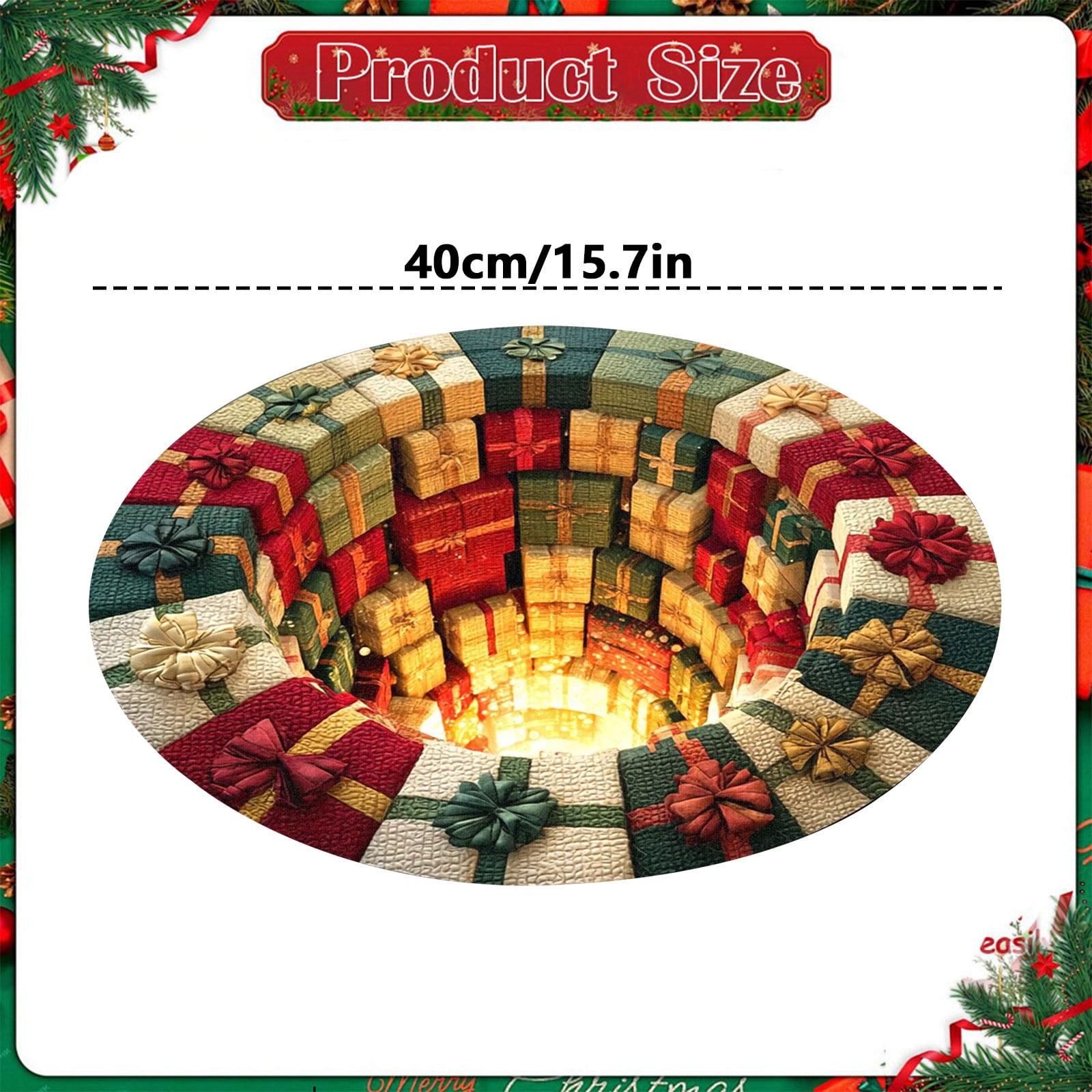 3D Stereo Christmas Round Carpet Tree Snowman Holiday Scene Mat Non ...