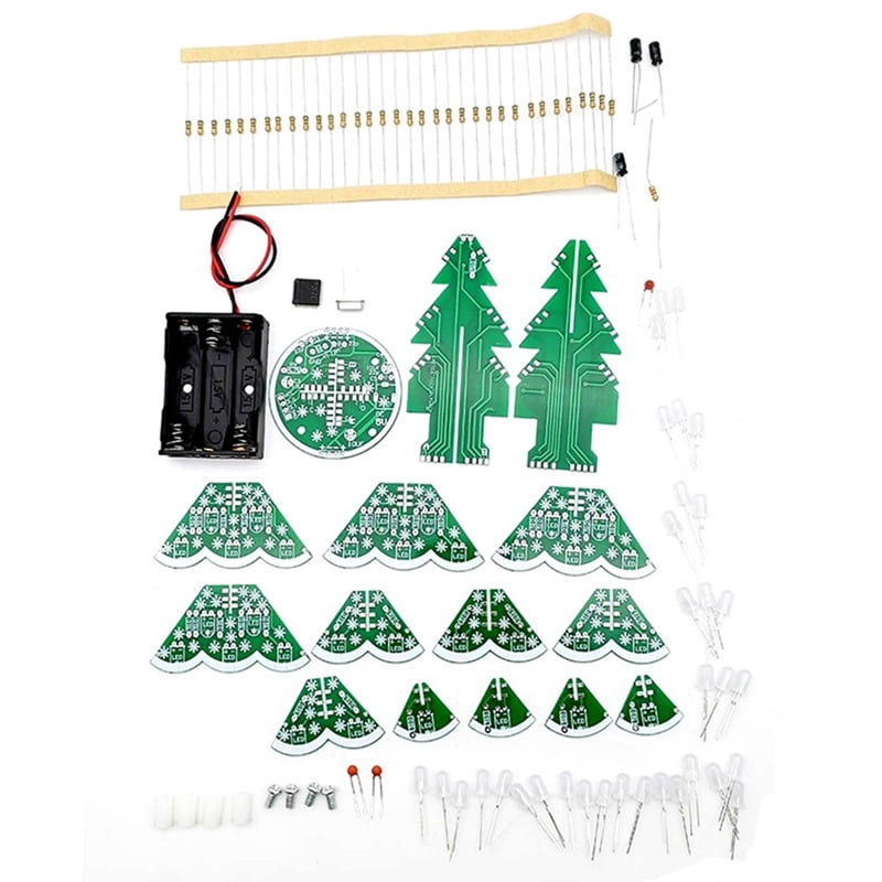 3D Stereo Christmas Tree LED DIY Kit Red/Green/Yellow LED Flash Circuit ...