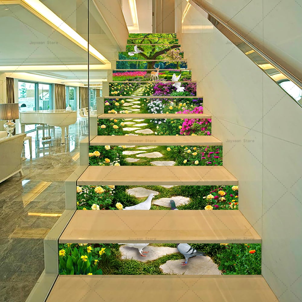 3D Stereo Scenery Staircase Sticker Vinyl PVC Waterproof Non-slip Self ...