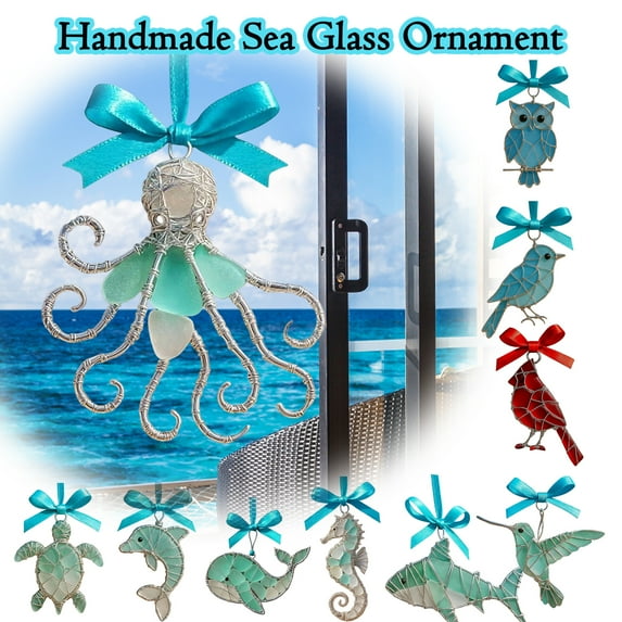 3D Stereoscopic Handmade Sea Glass Ocean Ornament, Coastal Nautical ...