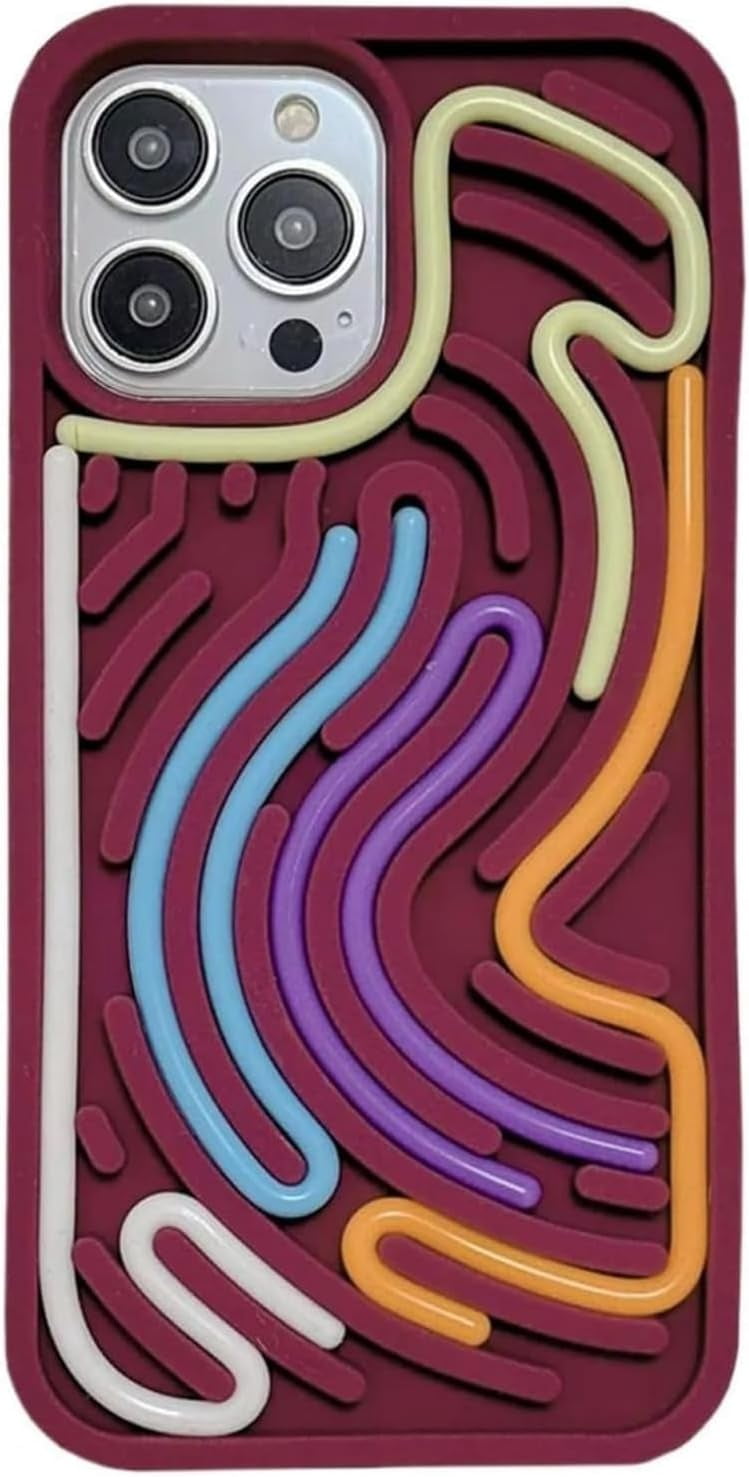 3D Stereoscopic Silicone Color Line Sensory Decompression Phone Case ...