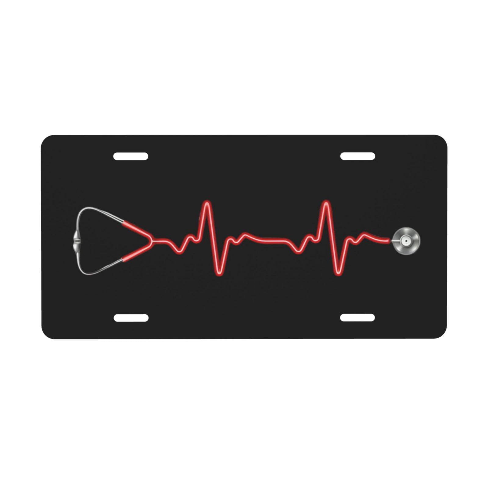 3D Stethoscope Heart Beat License Plate with 4 Holes,Novelty Aluminum ...