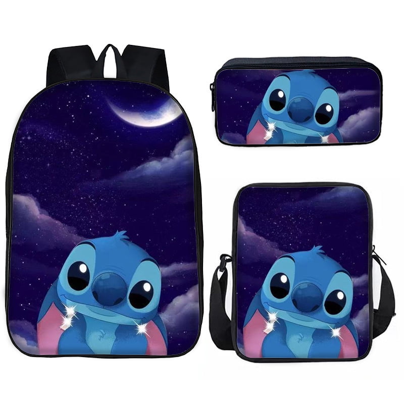 3D Sti_tch Print 3-Piece Backpack Set - Cute Cartoon Backpack, Shoulder ...