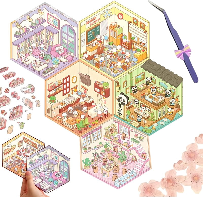 3D Sticker Scenes, 3D House Stickers - Isometric Sticker Rooms ...
