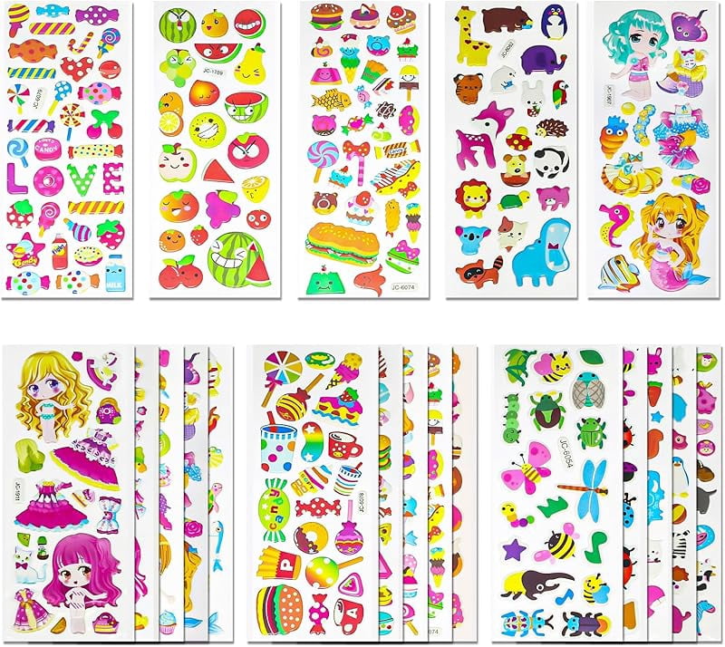 3D Stickers for Kids Toddlers 550+ Vivid Puffy Kids Stickers 24 ...