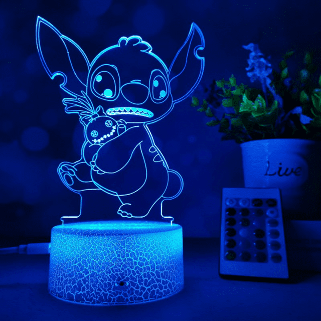 3D Stitch Night Light: Stitch Light with Remote Control 16-Color ...