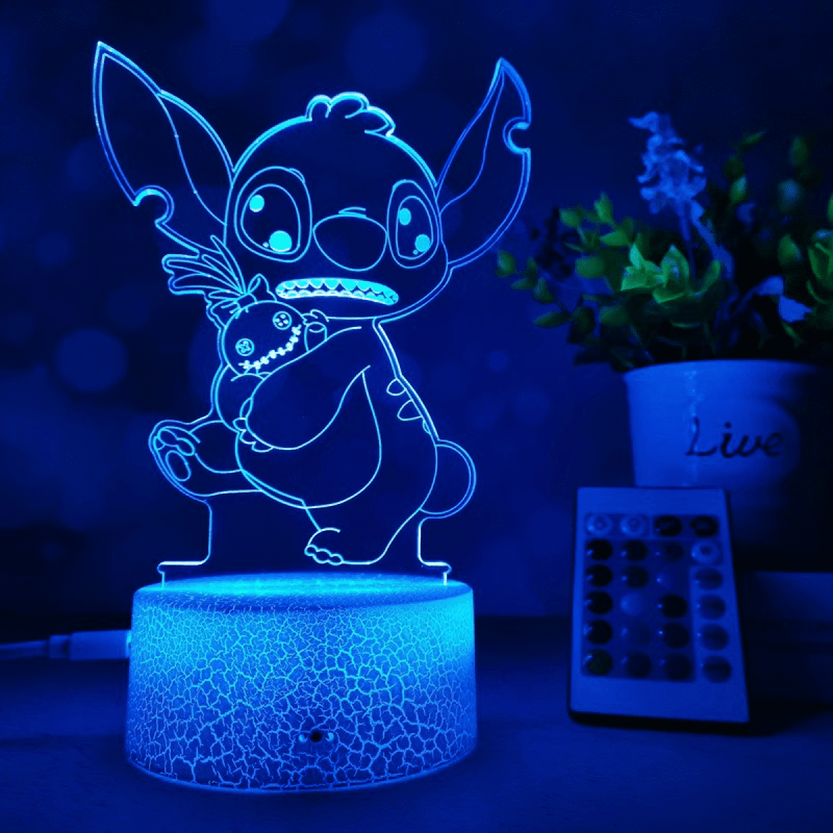 3D Stitch Night Light: Stitch Light with Remote Control 16-Color ...