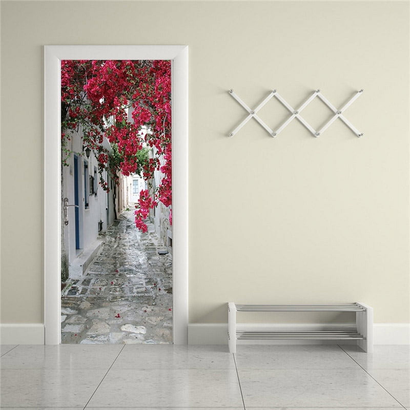 3D Street Scenery Doors Sticker Self-adhesive PVC Wallpaper Road Lane ...