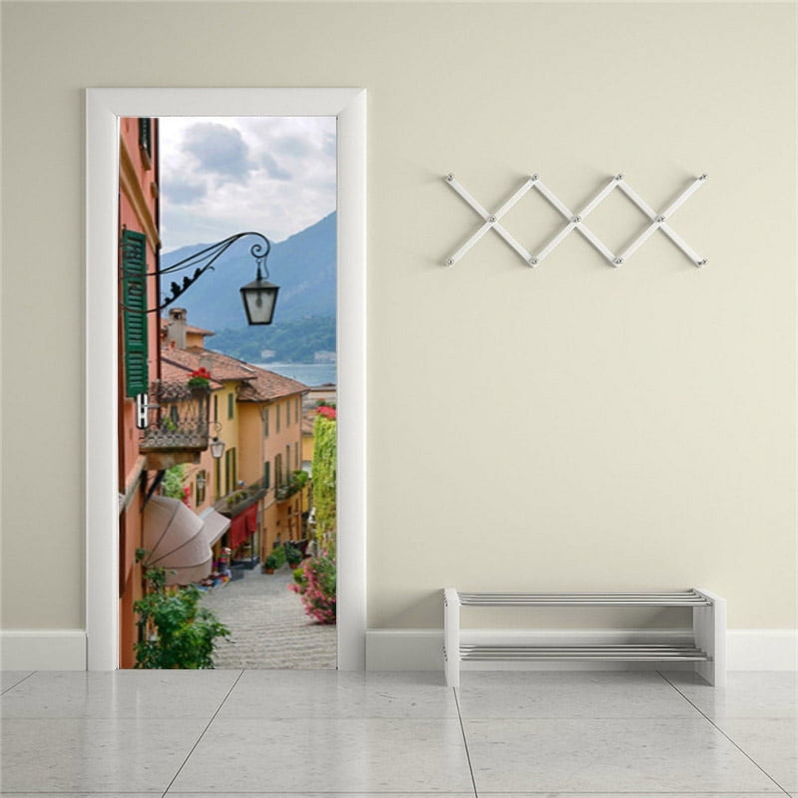 3D Street Scenery Doors Sticker Self-adhesive PVC Wallpaper Road Lane ...