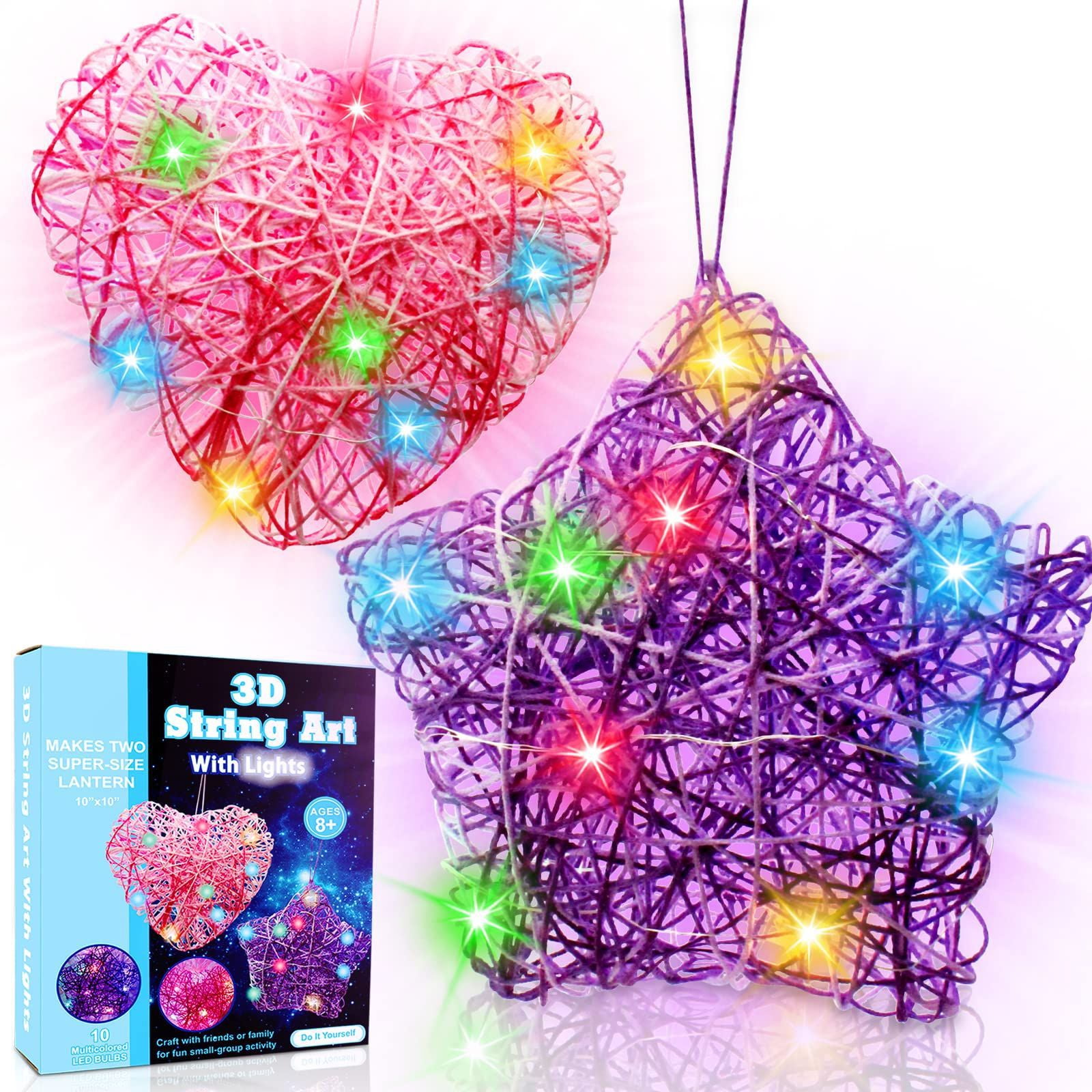 3D String Art Craft Kit for Kids, Light Up String Light Toy with Multi ...