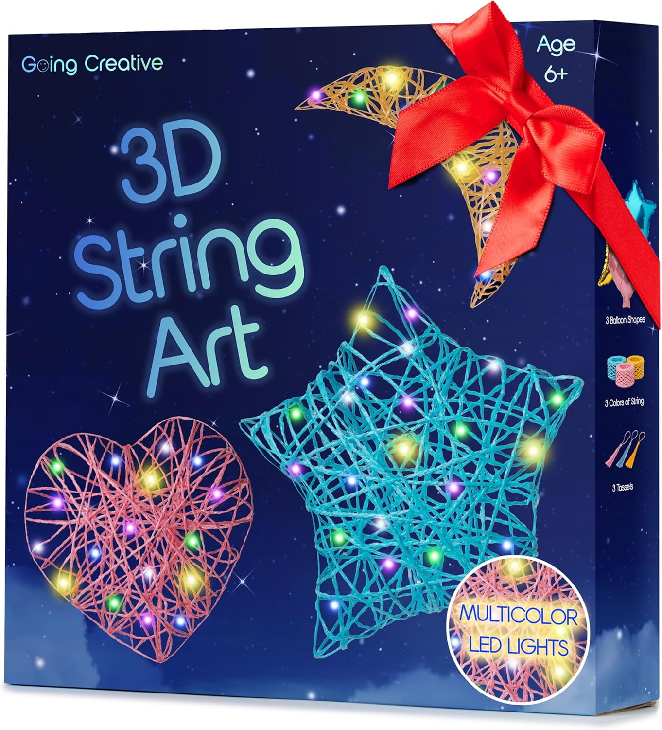 3D String Art Kit for Kids Ages 6-12 – Light-Up DIY Craft Kit with LED ...
