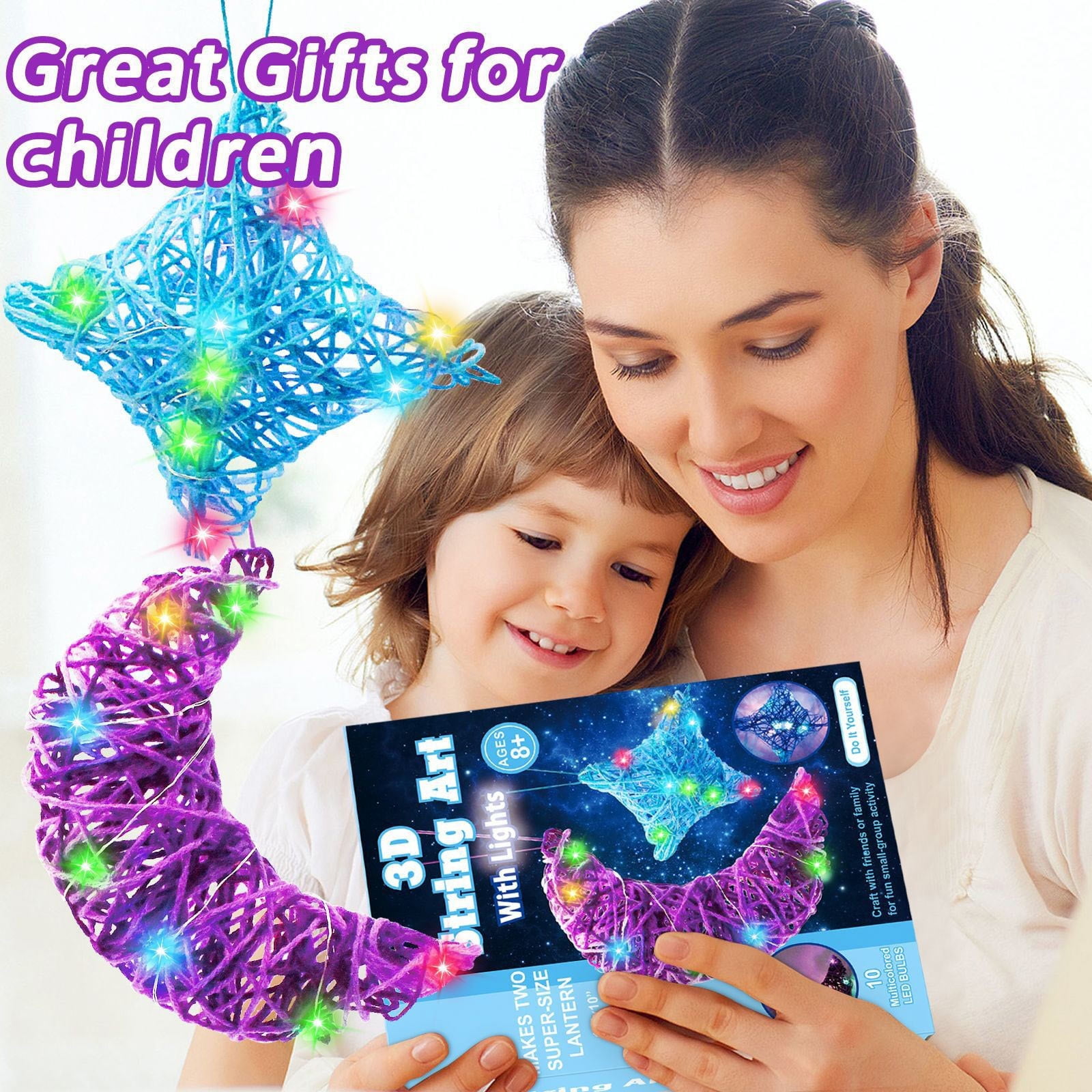3D String Art Kit with Lights DIY Craft Kit for Kids and Adults Create ...