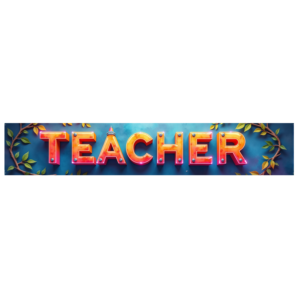 3D Style Floral Decorated Teacher Themed Banner Backdrop Background for ...