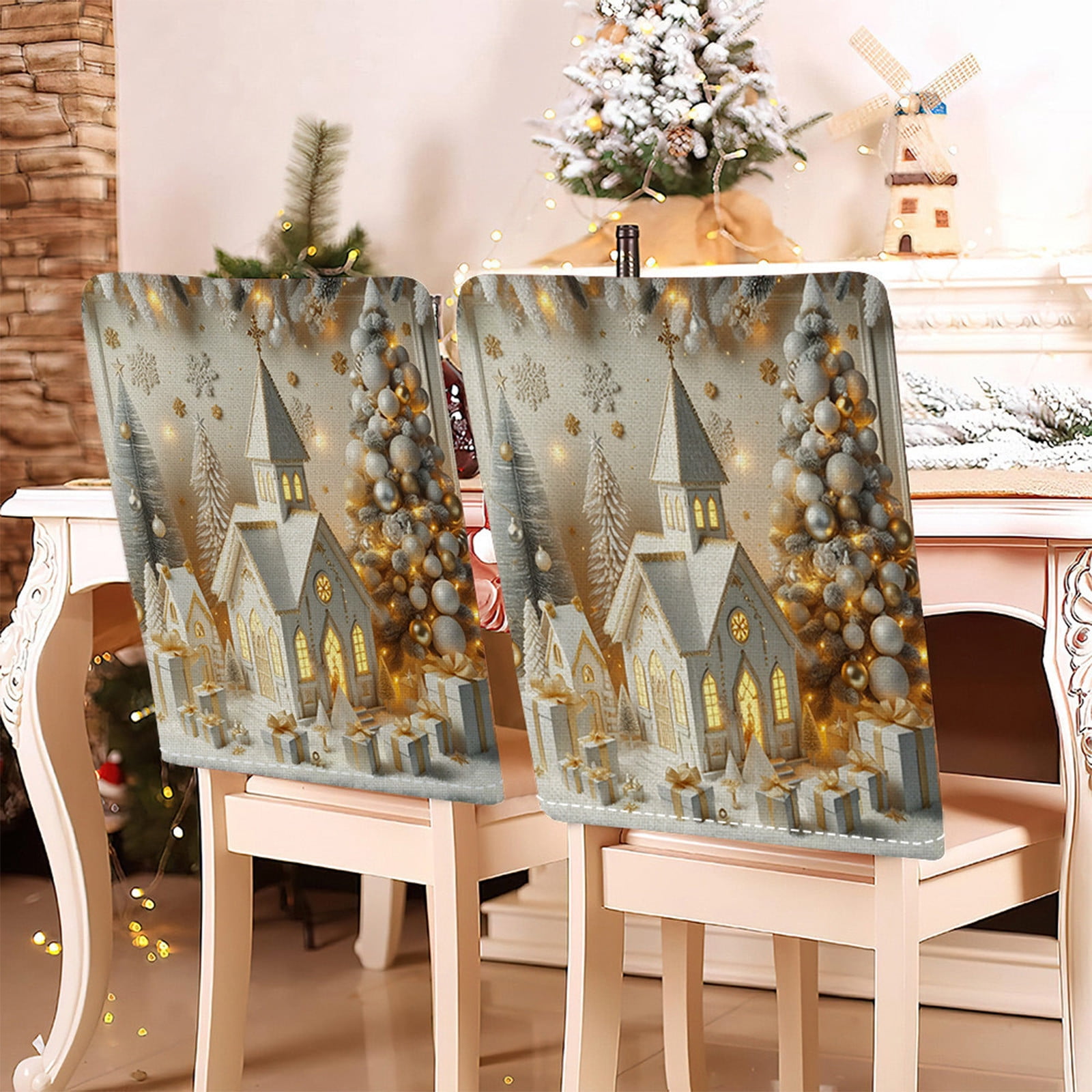 3D Style Multicolor Christmas Chair Cover - 19.29x22.83in Polyester ...