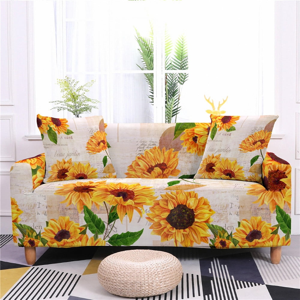 3D Sun Flower Print Sofa Cover Slipcover Stretch Sofa Cover for Living ...