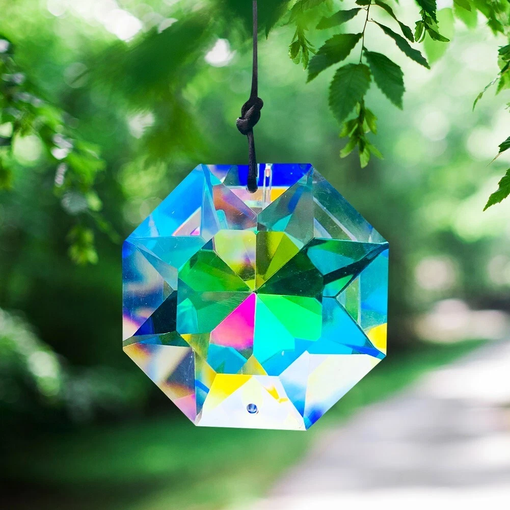 3D Suncatcher Octagon Pendant Rainbow Crystal Window Hanging Prism ...