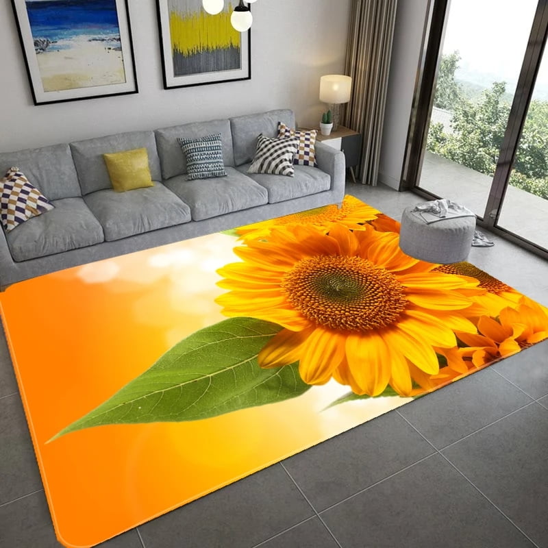 3D Sunflower Carpet Non-slip Floor Mat Bedroom Living Room Large Area ...
