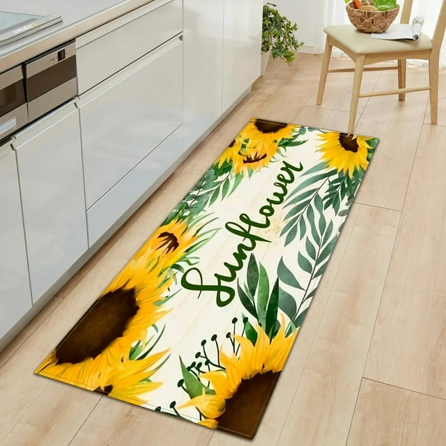 3D Sunflower Kitchen Rug Anti-slip Long Strip Living Room Carpet Soft ...