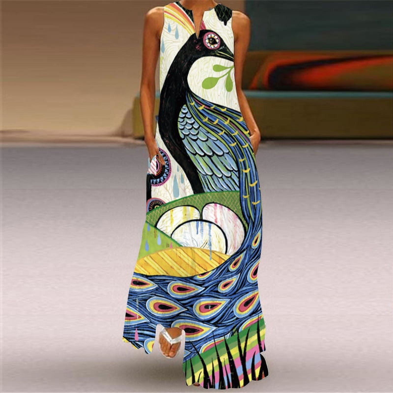 3D Sunflower Printed Maxi Dresses Summer Women Fashion Flowers ...