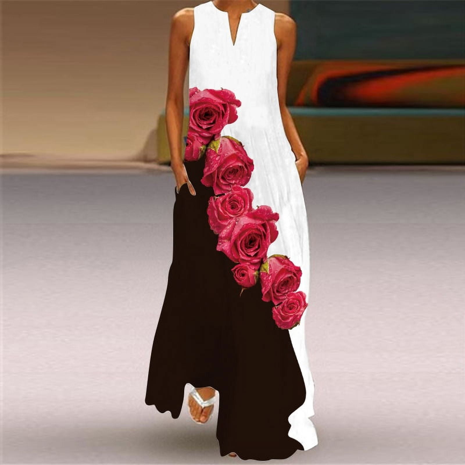 3D Sunflower Printed Maxi Dresses Summer Women Fashion Flowers ...