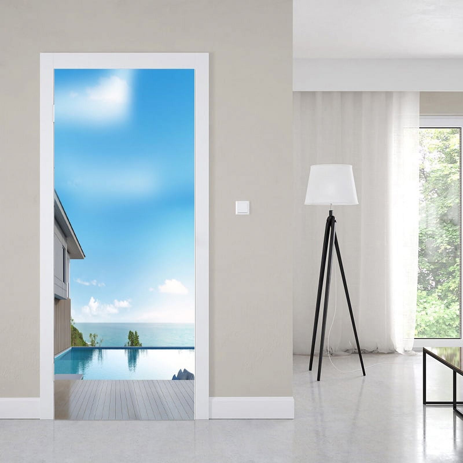 3D Sunset Scenery Door Sticker Summer Beach Scenery Wallpaper PVC ...