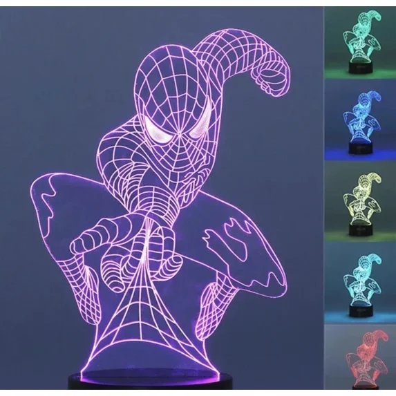 3D Super Hero Spider Man Led Night Light Illusion Table Desk Lamp Gift ...
