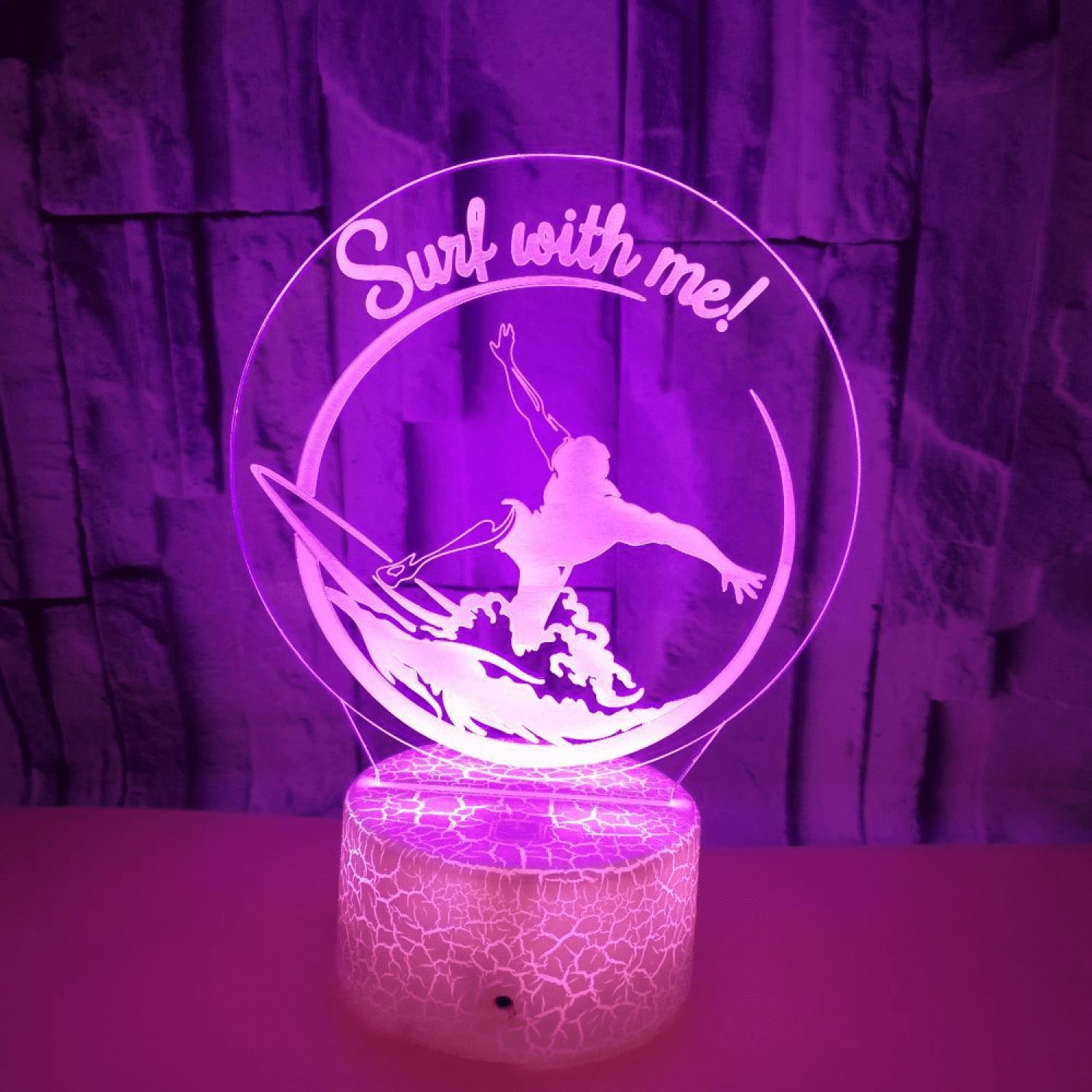 3D Surf Night Light 16 Colors Changing Remote Control Touch Switch ...