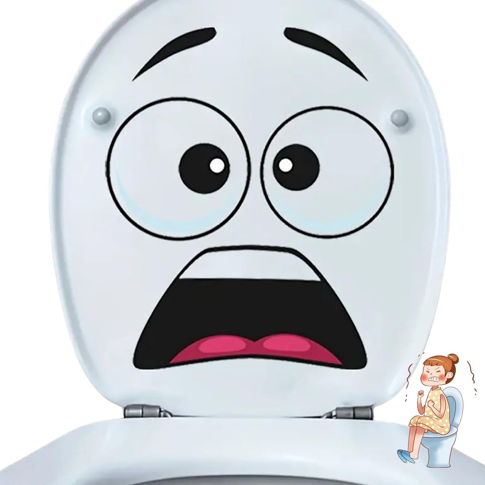 3D Surprised Face Toilet Decal，Toilet Seat Stickers，Waterproof Toilets ...