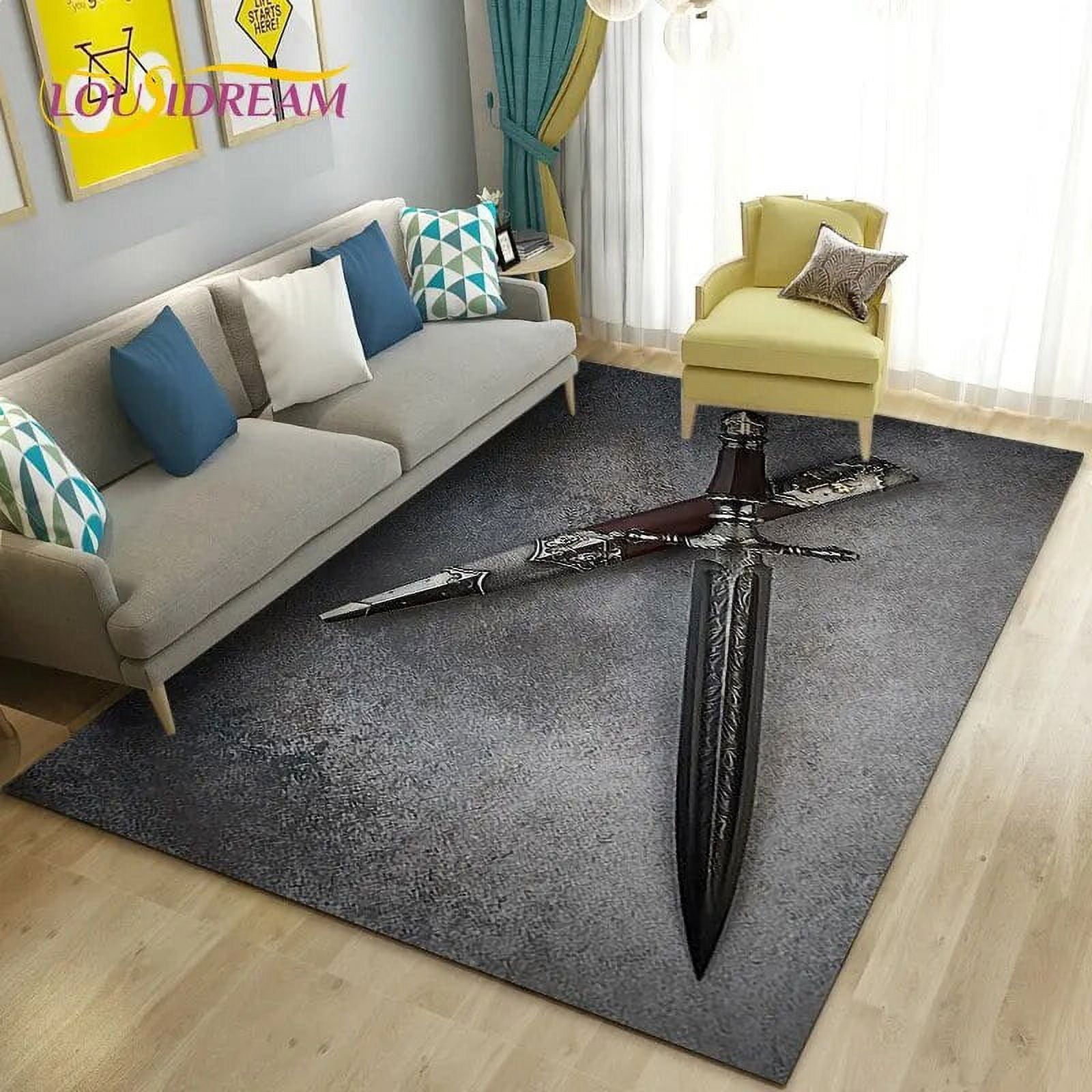 3D Sword Dagger Machete Saber Knife Area Rug Carpet Rug for Living Room ...