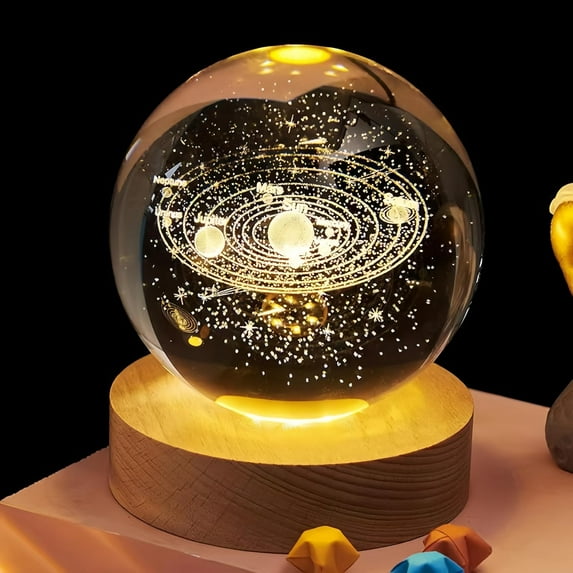 3D System Ball, 80mm Decorative Quartz Glass Ball, Universe Engraved ...