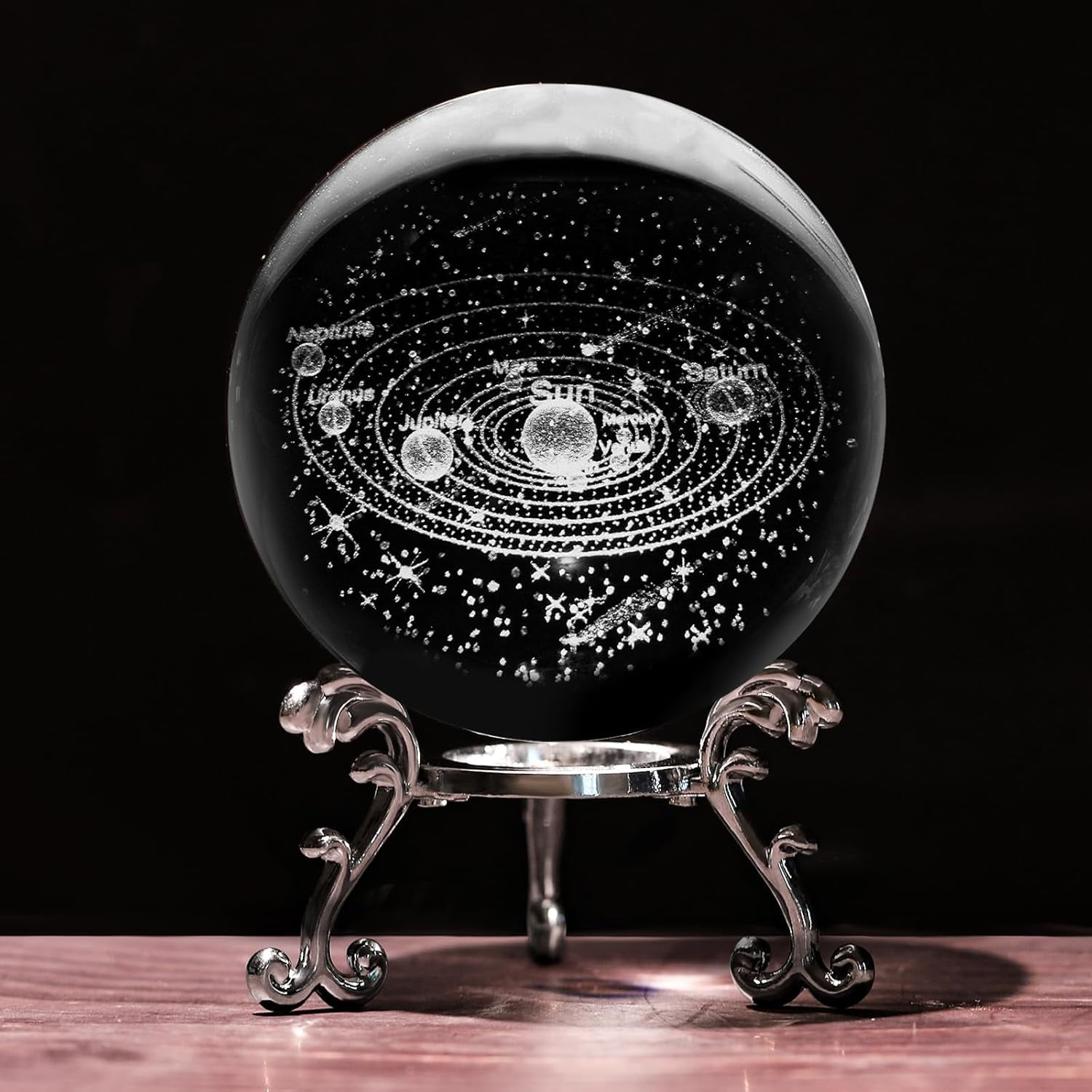 3D System Ball with Stand Lase Engraved Glass Sphere Paperweight System ...