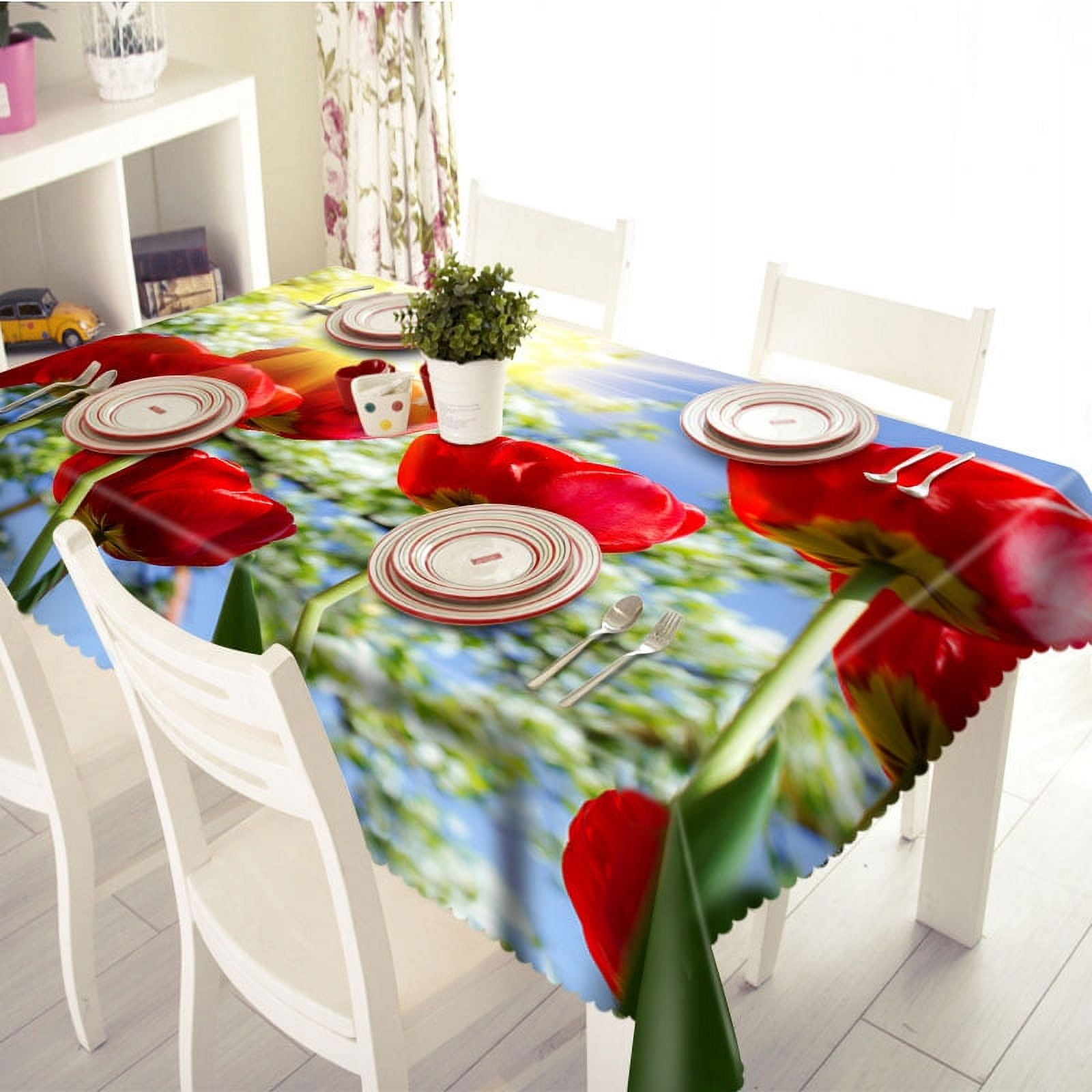 3D Table Cloth Waterproof Tablecloth Rectangular Red Rose for Wedding ...
