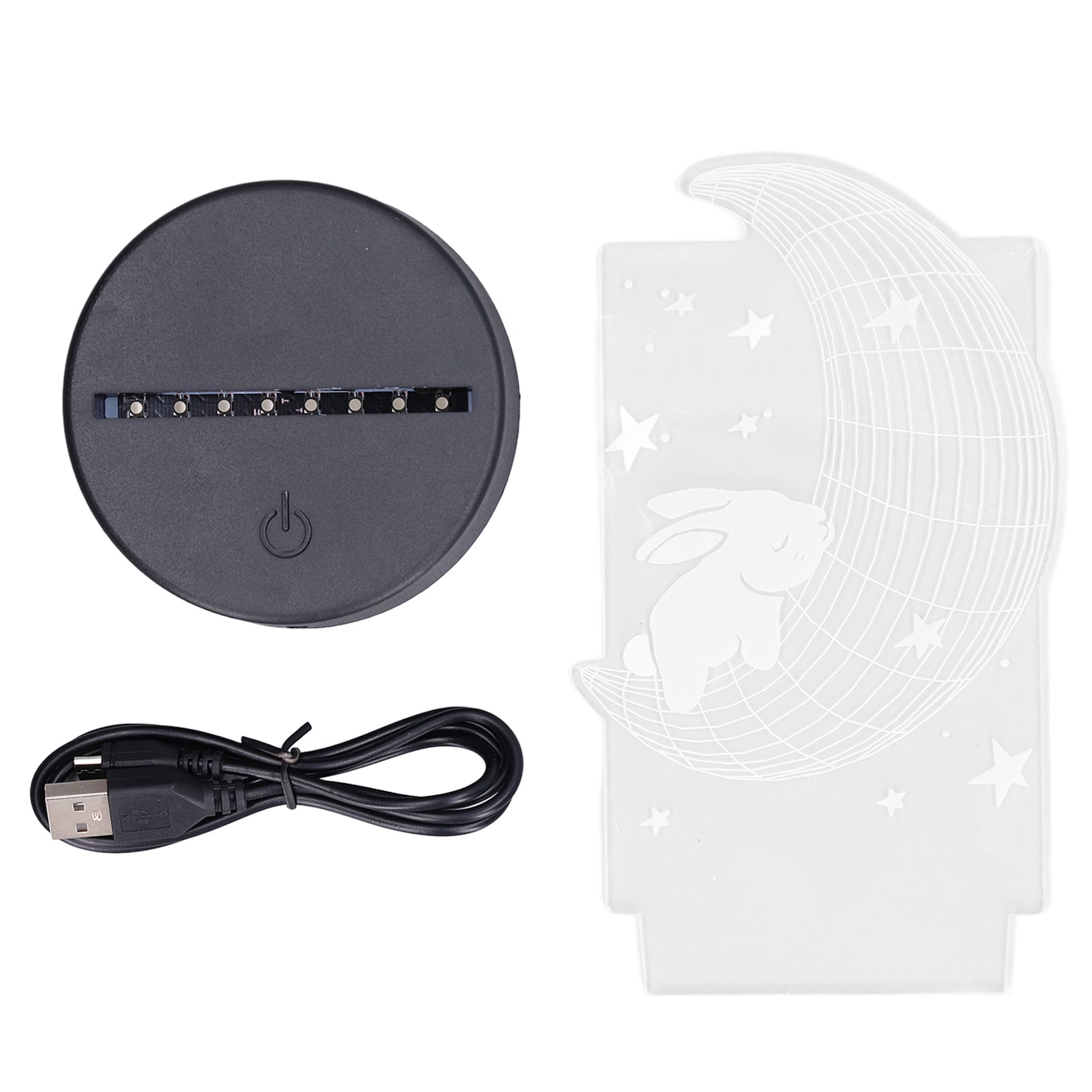 3D Table Light Moon Rabbit LED Night Light 7 Color Touch Switch USB ...
