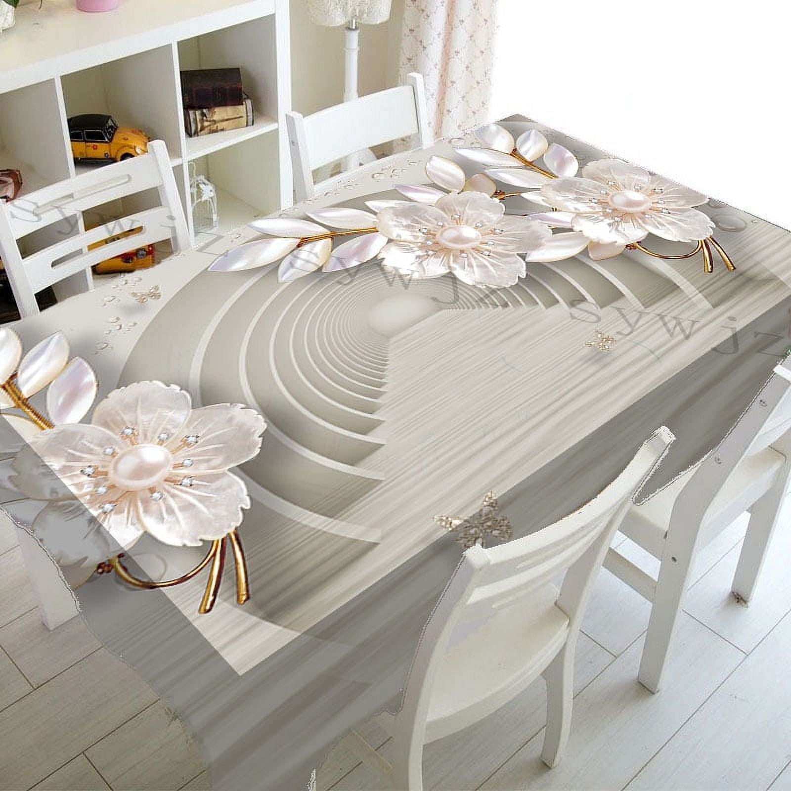 3D Tablecloth Carved Flowers Pattern Waterproof Dining Table Cloth ...