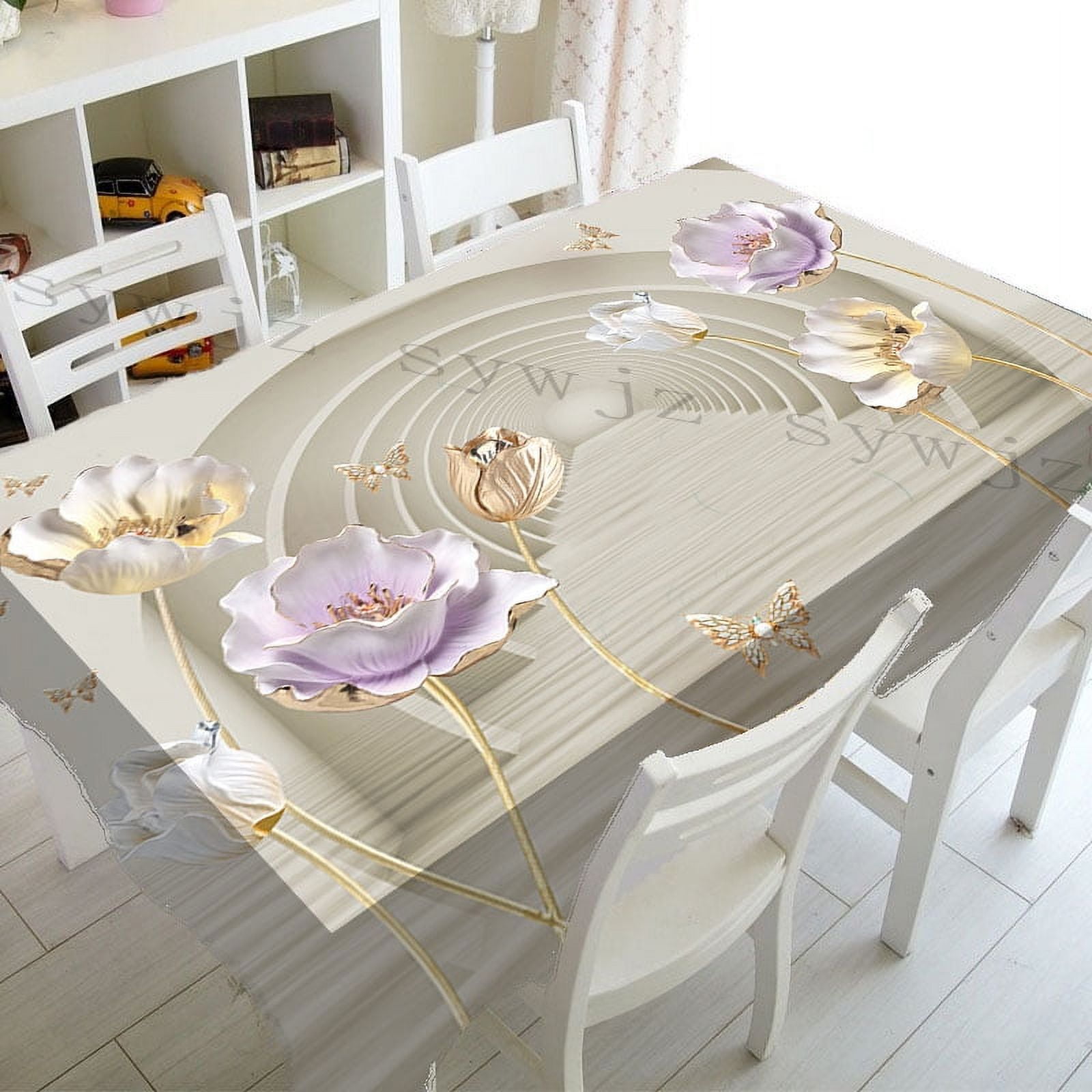 3D Tablecloth Carved Flowers Pattern Waterproof Dining Table Cloth ...