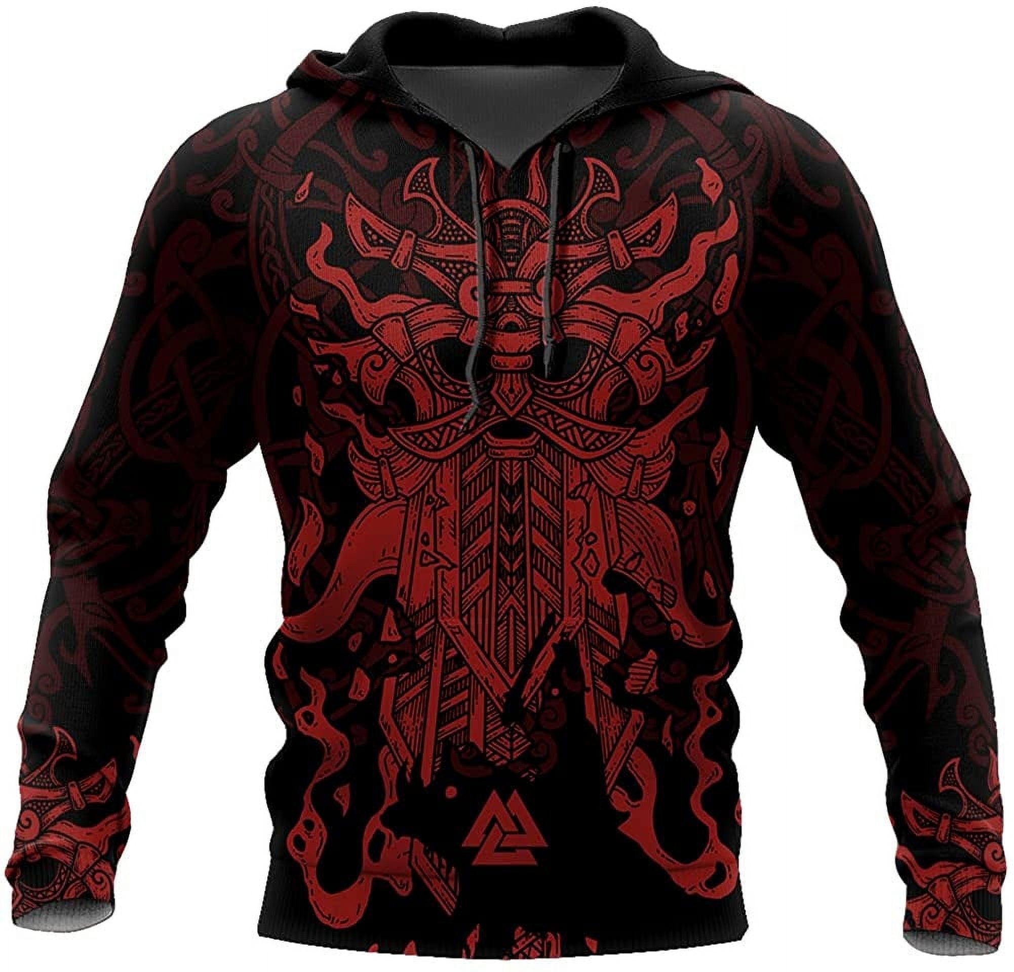 3D Tattoo Odin God Viking Warrior Hoodie Men's Casual Pullover Hoodie ...