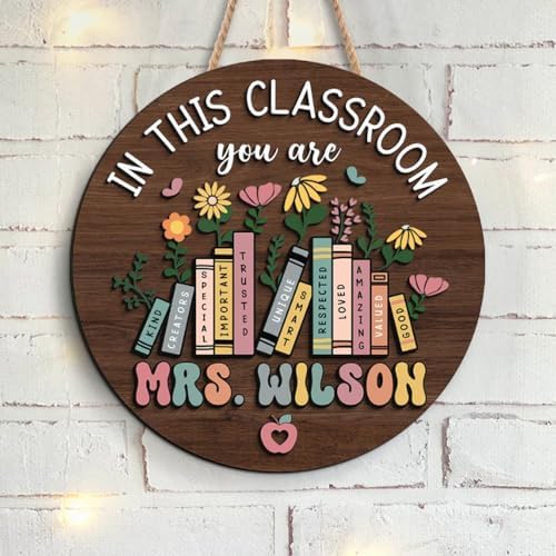 3D Teacher Door Sign Door Hanger, Personalized Teacher Name Classroom ...