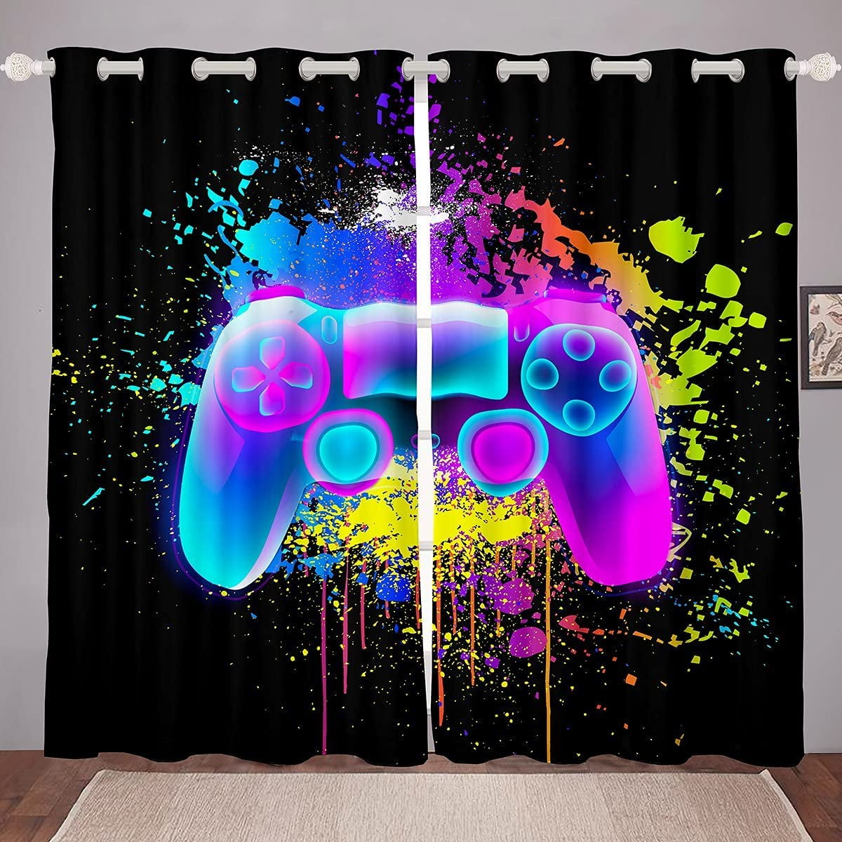 3D Technology Digital Print Shading Curtains Cool Gamepad Bedroom ...
