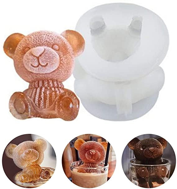 3D Teddy Bear ice Mold, Silicone Animal Mold, Soap Candle Mold, Ice ...