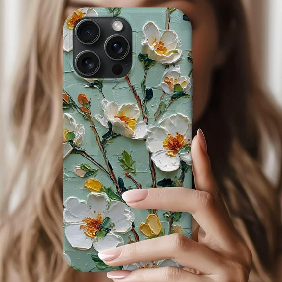 3D Textured Floral Art Design Phone Case with iPhone 17 to 11 Pro Max ...