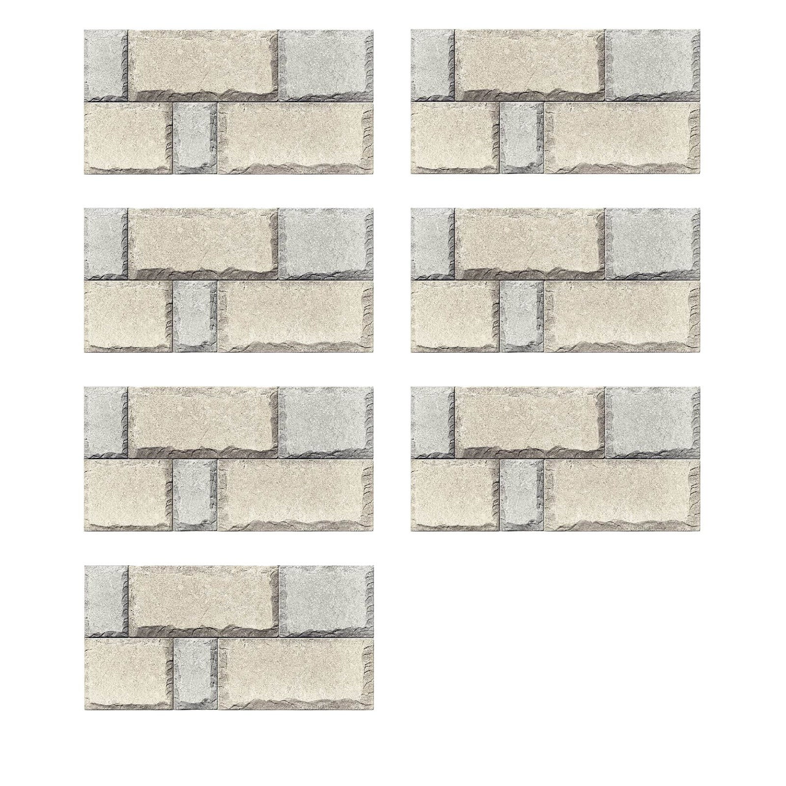 3D Textured Light Colored Tile Wall Stickers & Oil Proof For Kitchen ...