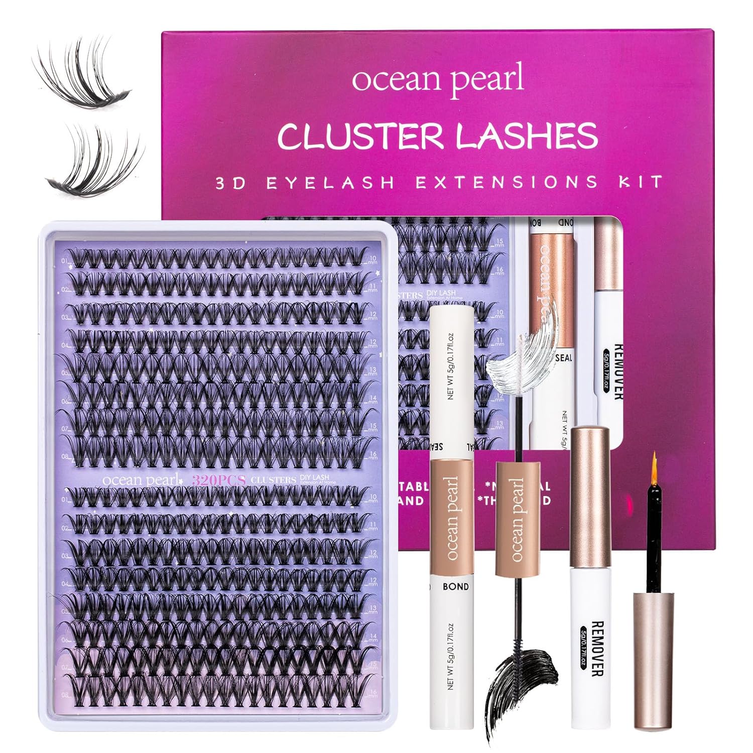 3D Thick Lash Extension Kit 320 Pcs Fluffy Lash Clusters 60D+80D 10 ...