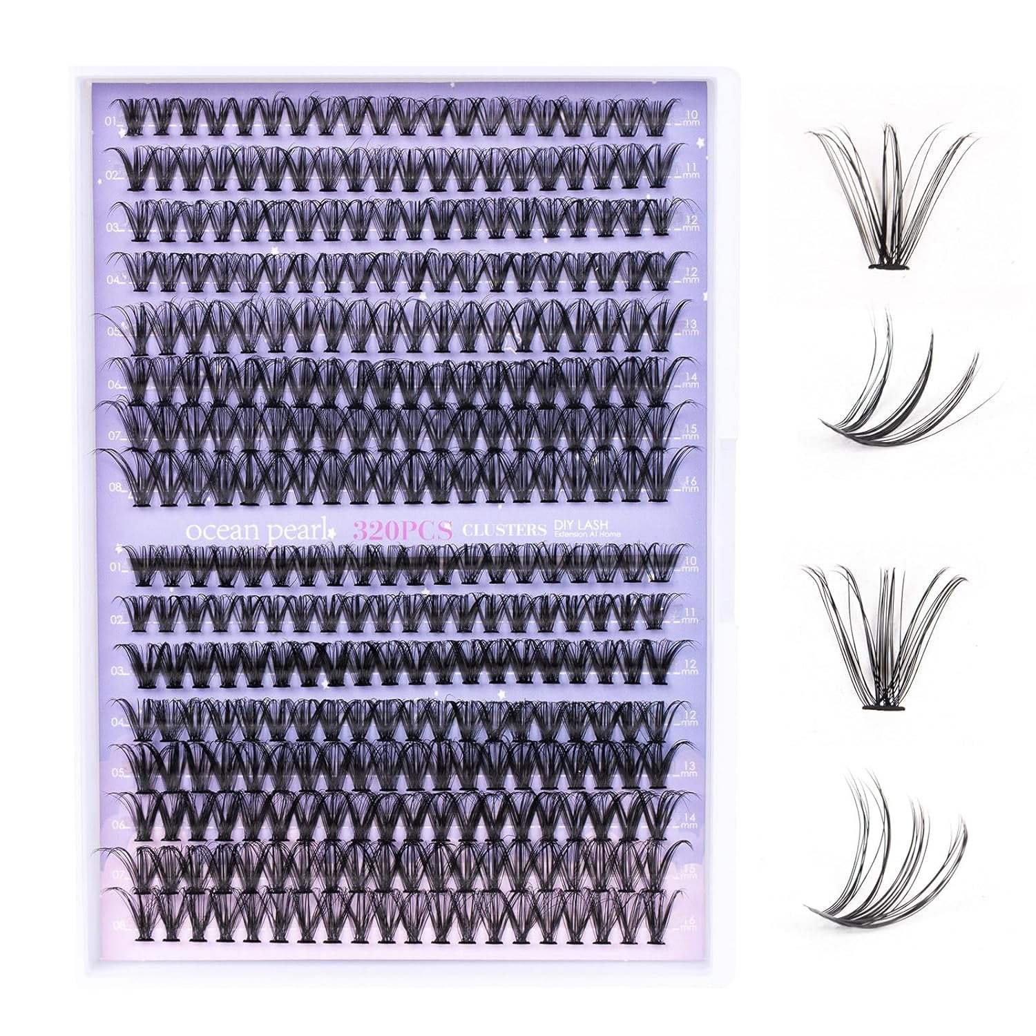 3D Thick Lash Extension Kit 320 Pcs Fluffy Lash Clusters 60D+80D 10 ...