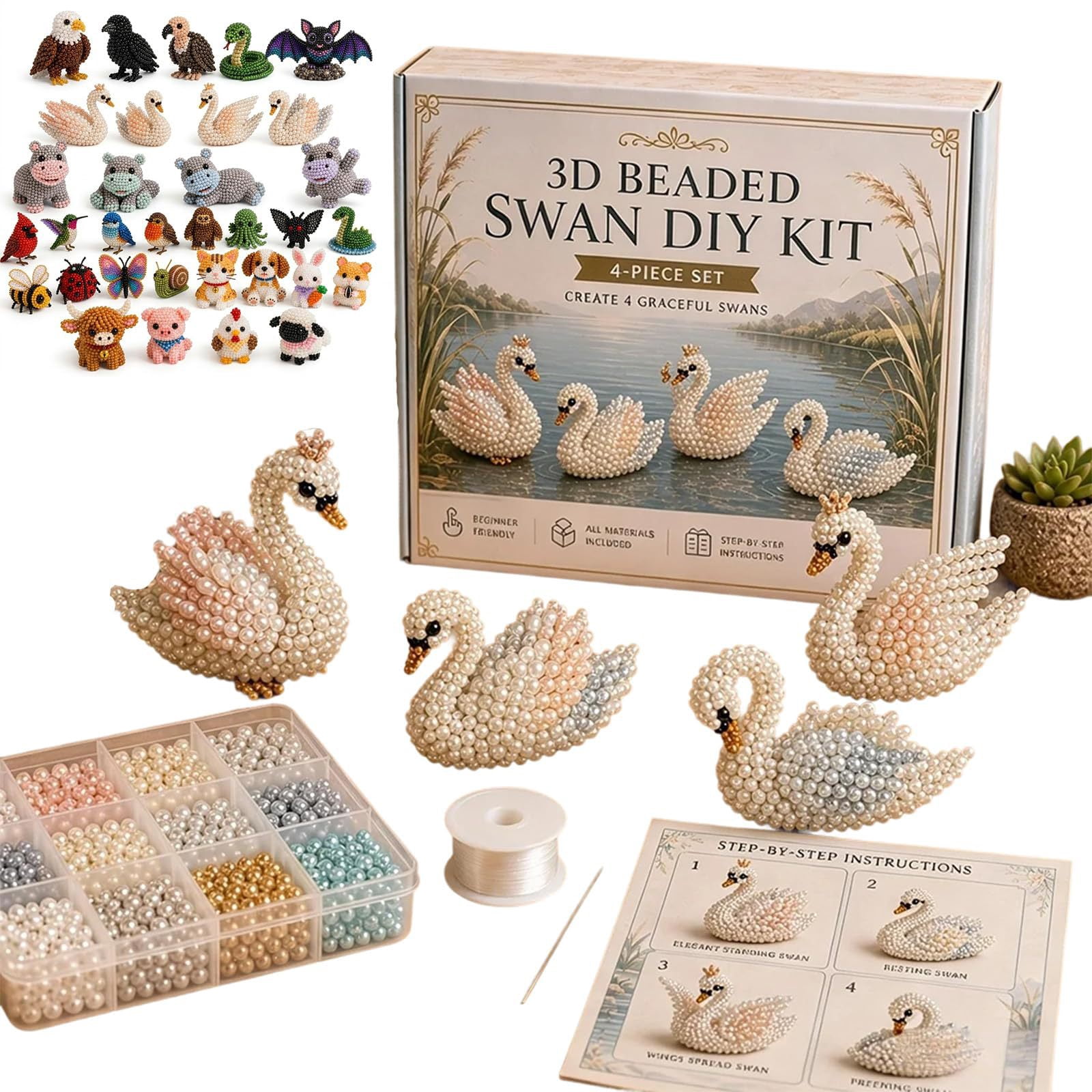 3D Three-Dimensional Beading DIY Craft Kit Creative Animal, Monster ...