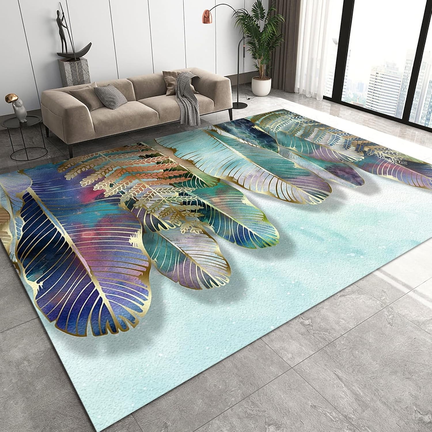 3D Three-Dimensional Leaf Area Rugs, Nordic Art Carpet, Washable Rug ...