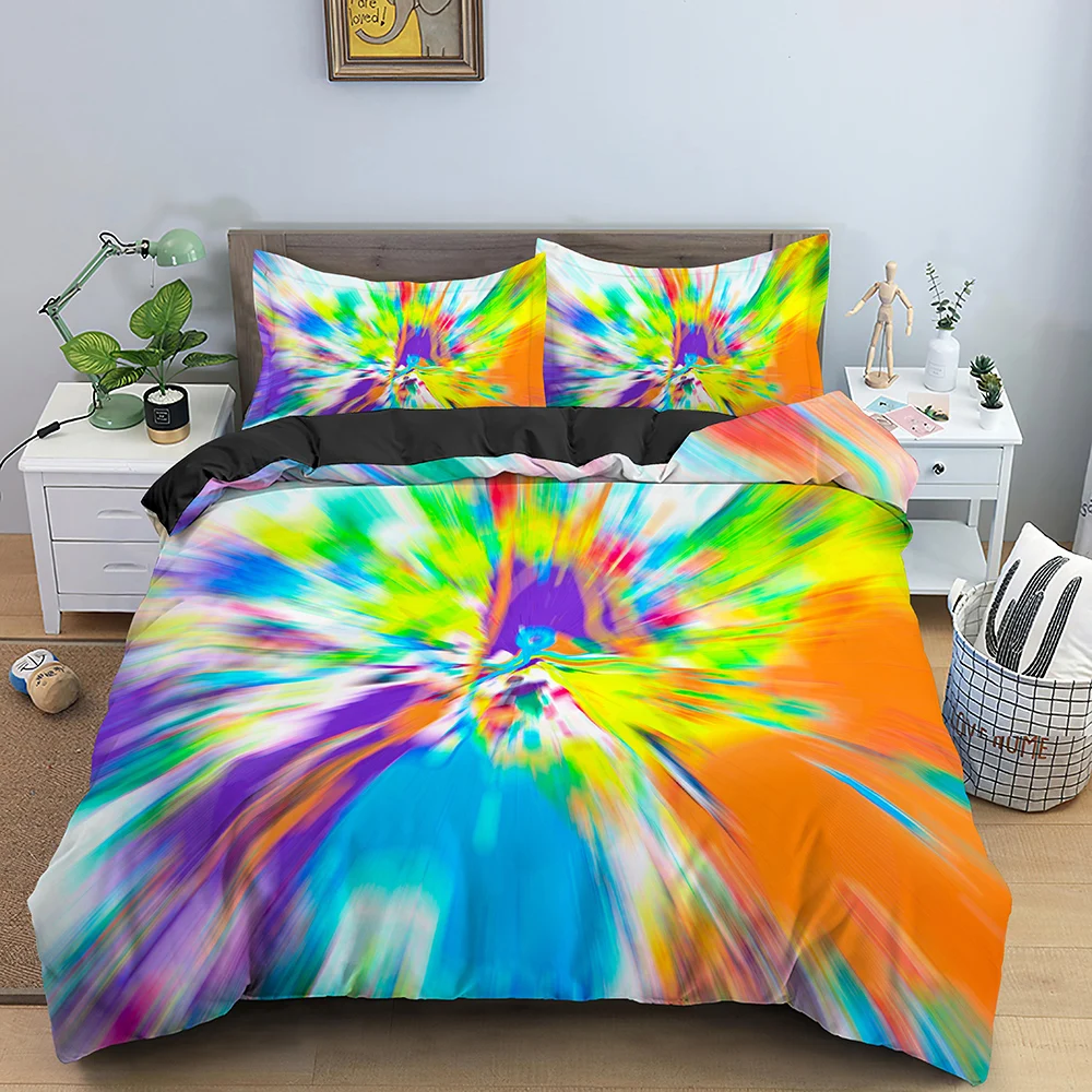 3D Tie Dye King Duvet Cover Colorful Splash Ink Style Bedding Set for ...