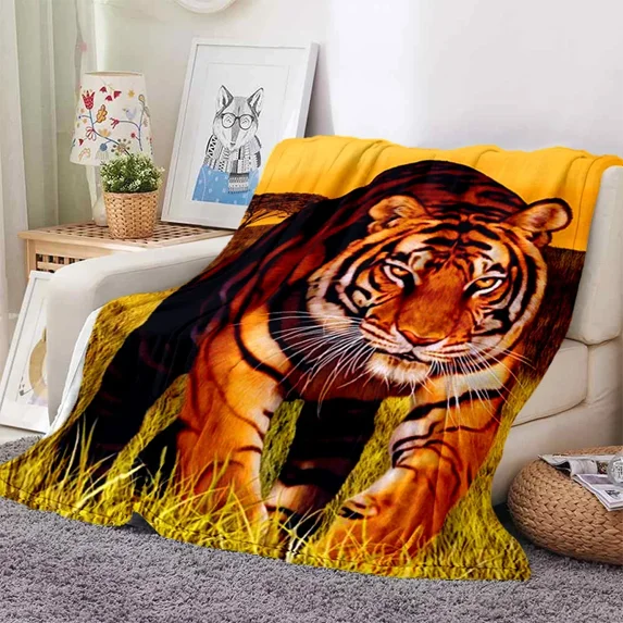 3D Tiger blanket Super Soft For Spring Autumn Modern Line Art Sherpa ...