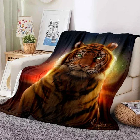 3D Tiger blanket Super Soft For Spring Autumn Modern Line Art Sherpa ...